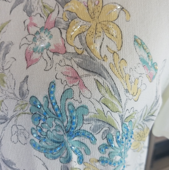 Alfred Dunner | Tops | Vtg Alfred Dunner Floral Beaded Spring Blousetop ...